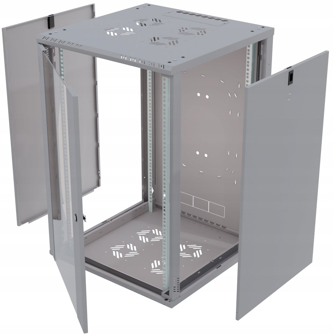 Szafa RACK 19" 21U 450mm Wisząca Serwerowa Szklane Drzwi Szara Stalflex ...