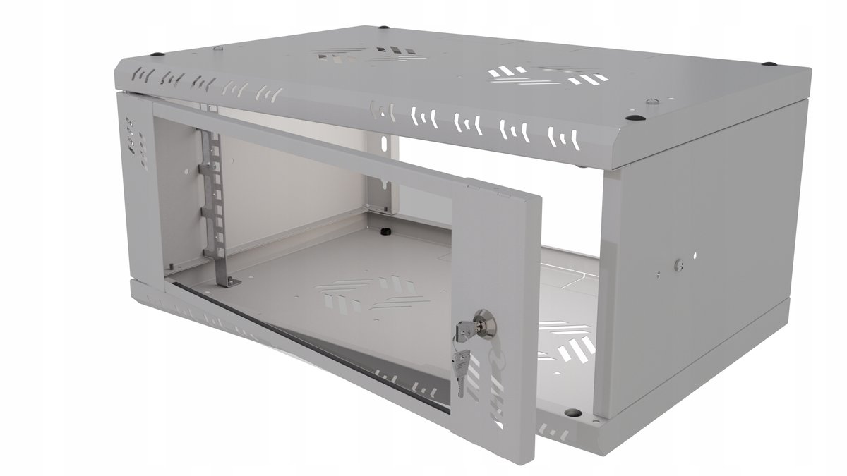 Szafa RACK 19" 4U 350mm Serwerowa Wisząca Szklane Drzwi Szara Stalflex ...