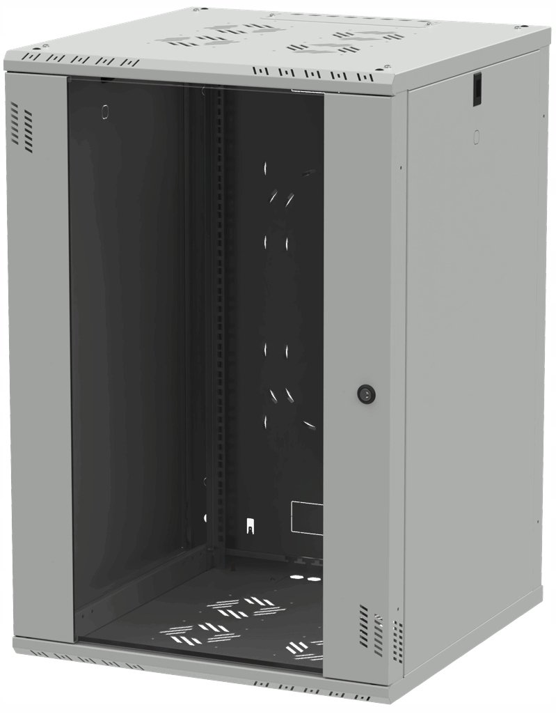 Szafa Serwerowa Wisząca RACK 19" 18U 600mm Szklane Drzwi Szara Stalflex ...