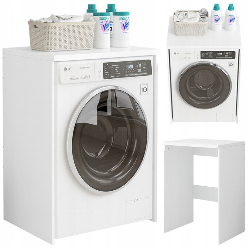 Szafka łazienkowa nad pralkę skandynawska regał zabudowa agd biała 64 ...