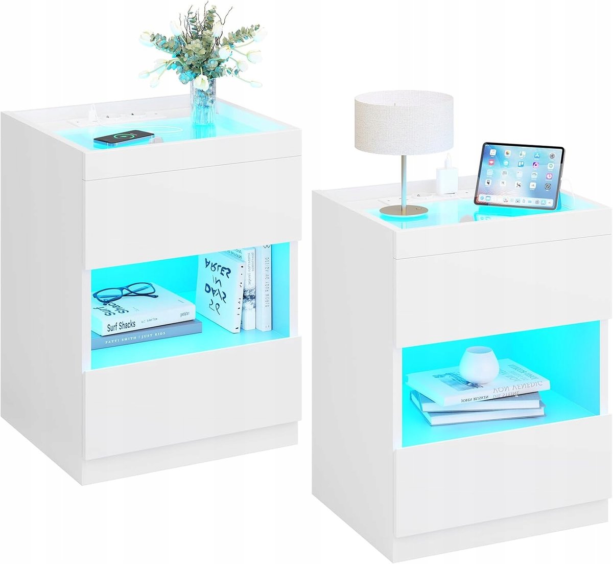 Szafka nocna ładowarka stolik nocny LED 29 kol szkatułka USB - Songmics | Sklep EMPIK.COM