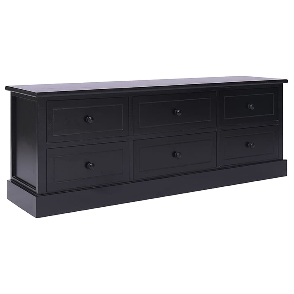 Szafka pod TV z drewna paulowni i topoli, 108x30x40 cm, czarna / AAALOE ...