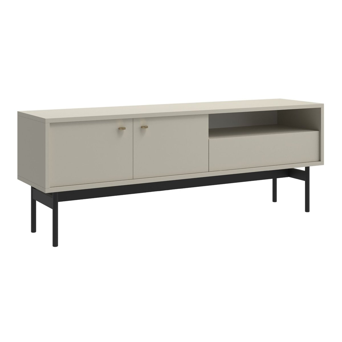 Szafka RTV dwudrzwiowa Olar z szufladą i wnęką 154 cm kaszmir - Selsey | Sklep EMPIK.COM