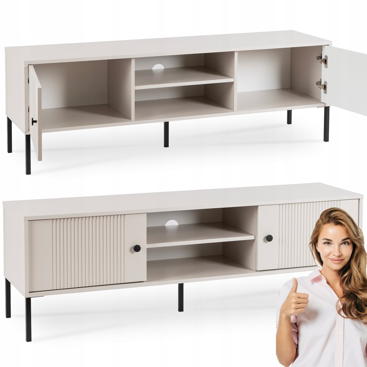 Szafka RTV Pod Telewizor Komoda Stolik Do Salonu Loft Kaszmir SOFT 154 ...