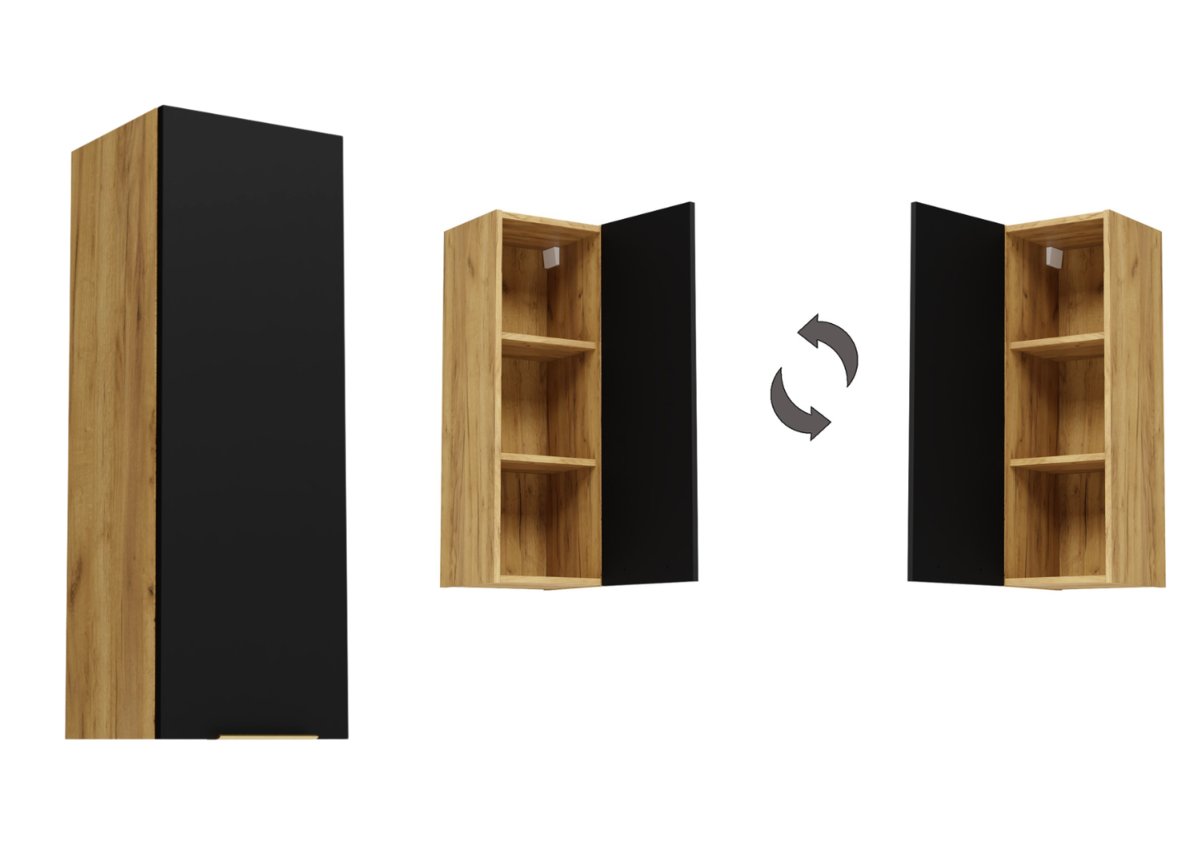 Szafka Wisząca Łazienkowa Słupek Eva Drzwi Złoty Craft 140cm - SKXMeble | Sklep EMPIK.COM