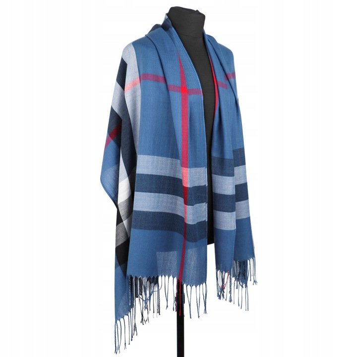 SZAL DAMSKI CHUSTA DUŻY Niebieski KRATA ANGIELSKA - Inna marka | Moda ...