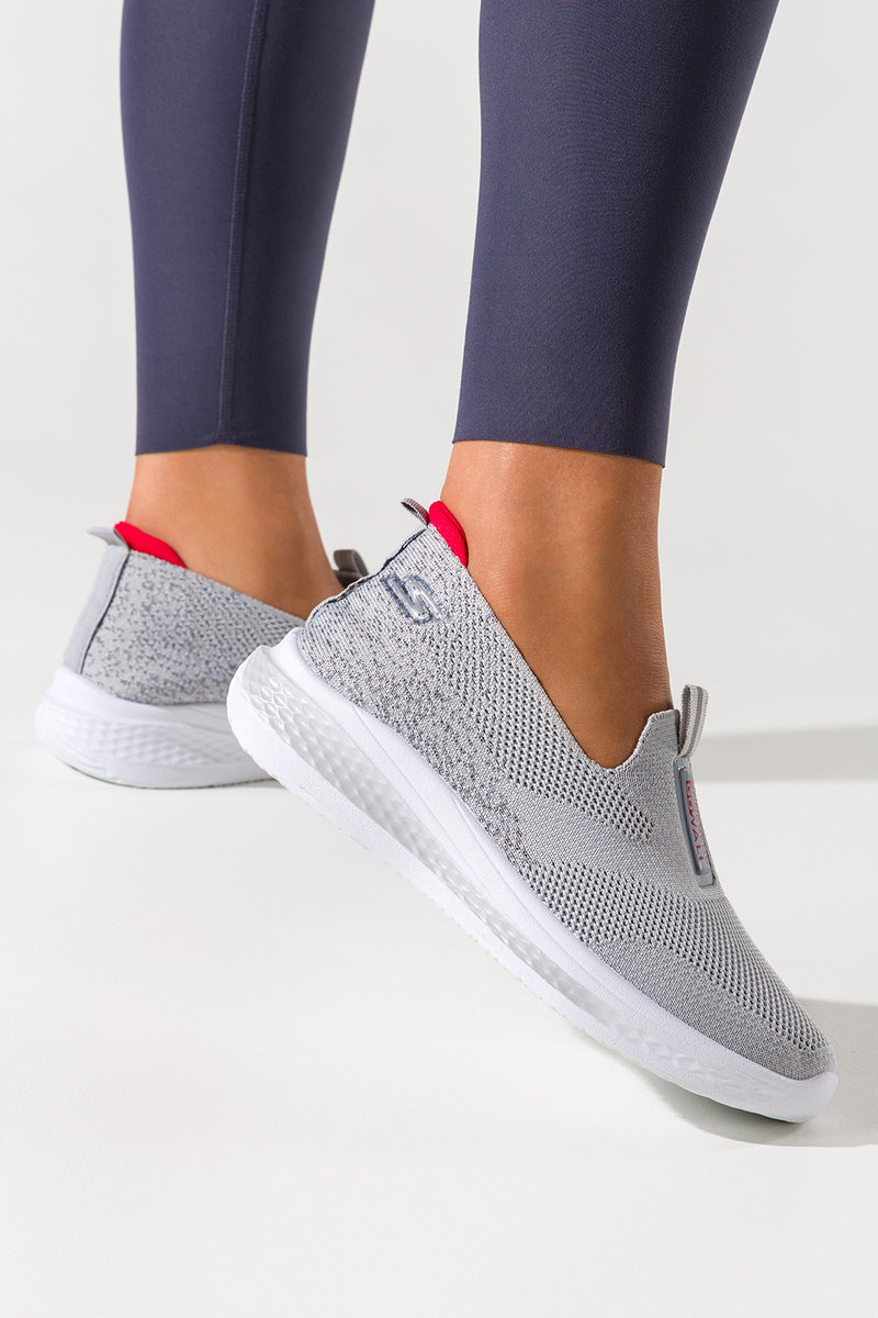 Szare Sneakersy Damskie Buty Sportowe Slip On Na Fitness Z Perforacją ...