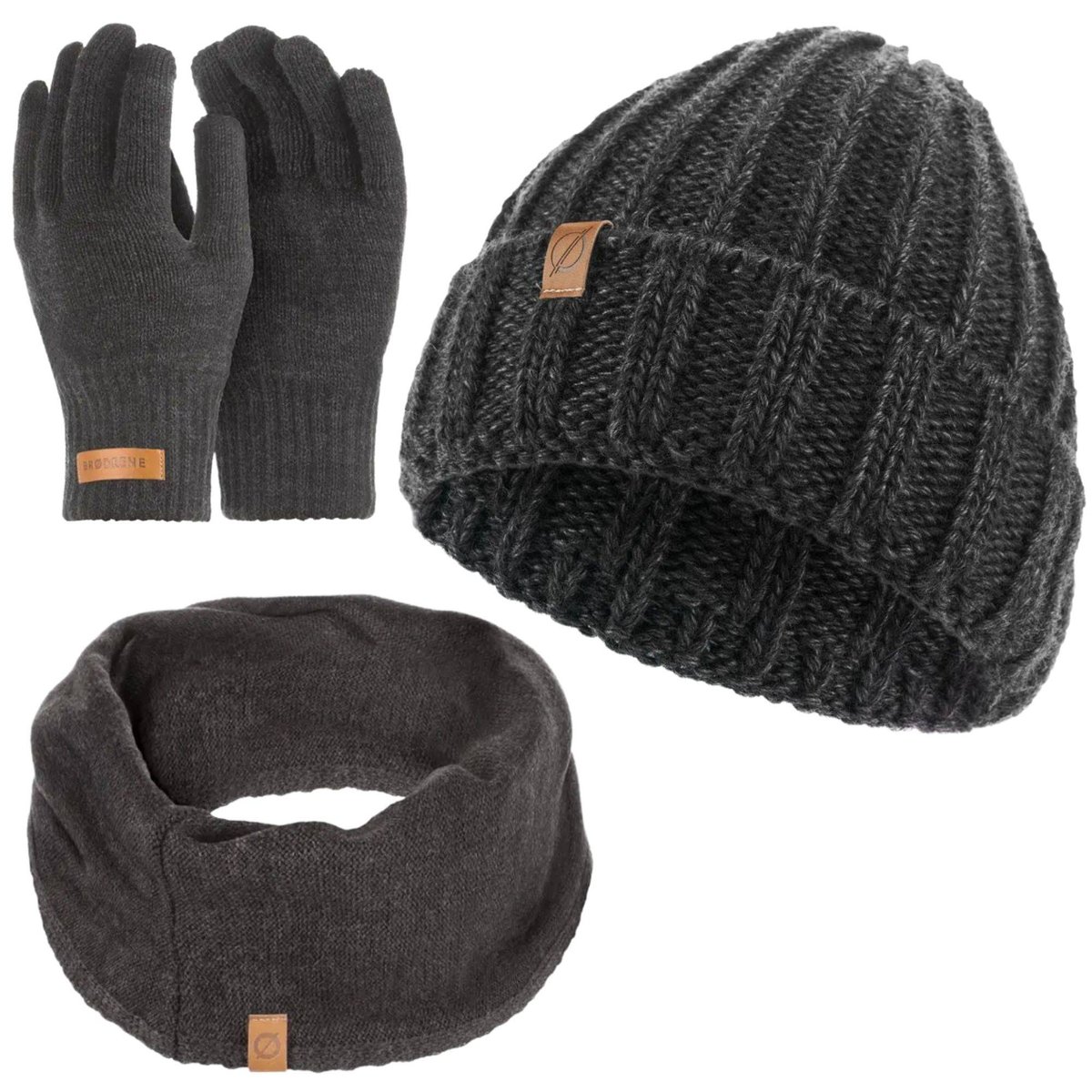 Szary komplet czapka cz47 + komin k3 + rękawiczki r1 - Brodrene | Moda ...