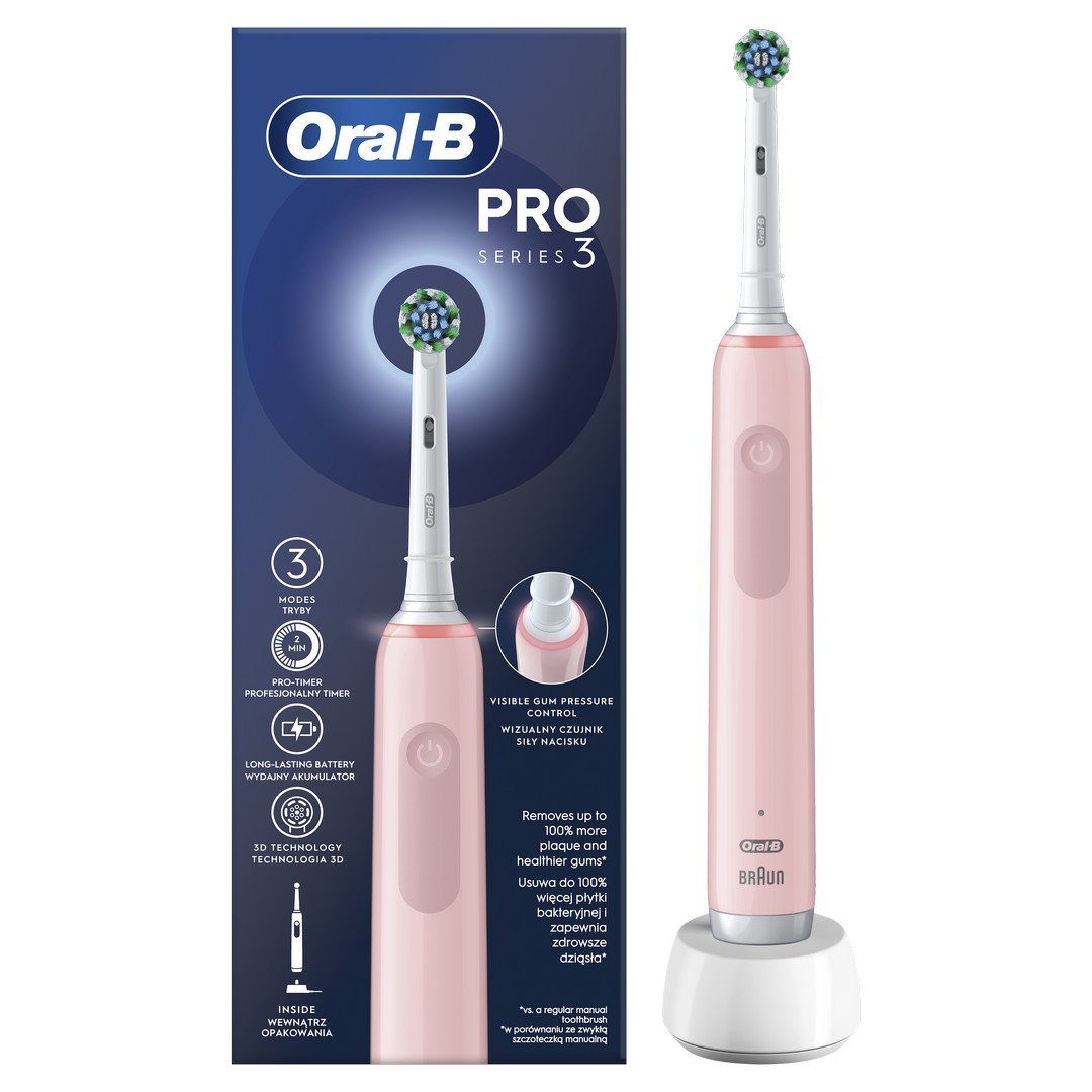 Szczoteczka elektryczna ORAL-B PRO3 Pink CrossAction (różowy) D505.513.3 - Oral-B | AGD Sklep ...