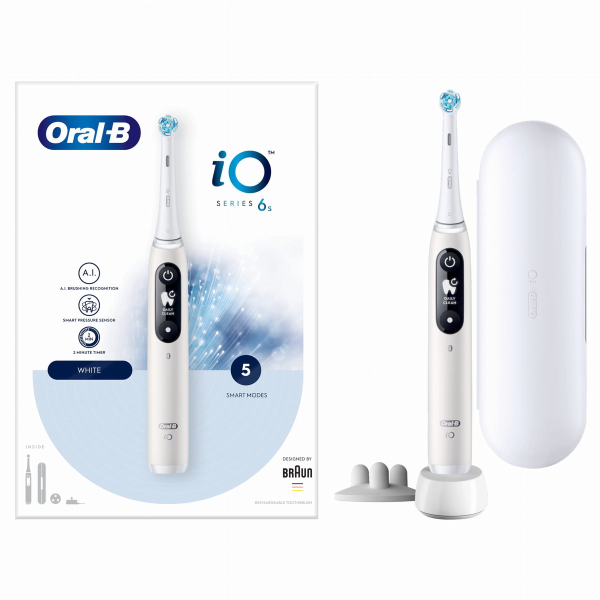 Szczoteczka magnetyczna Braun Oral-B iO 6s White z etui - Braun Oral- B | AGD Sklep EMPIK.COM