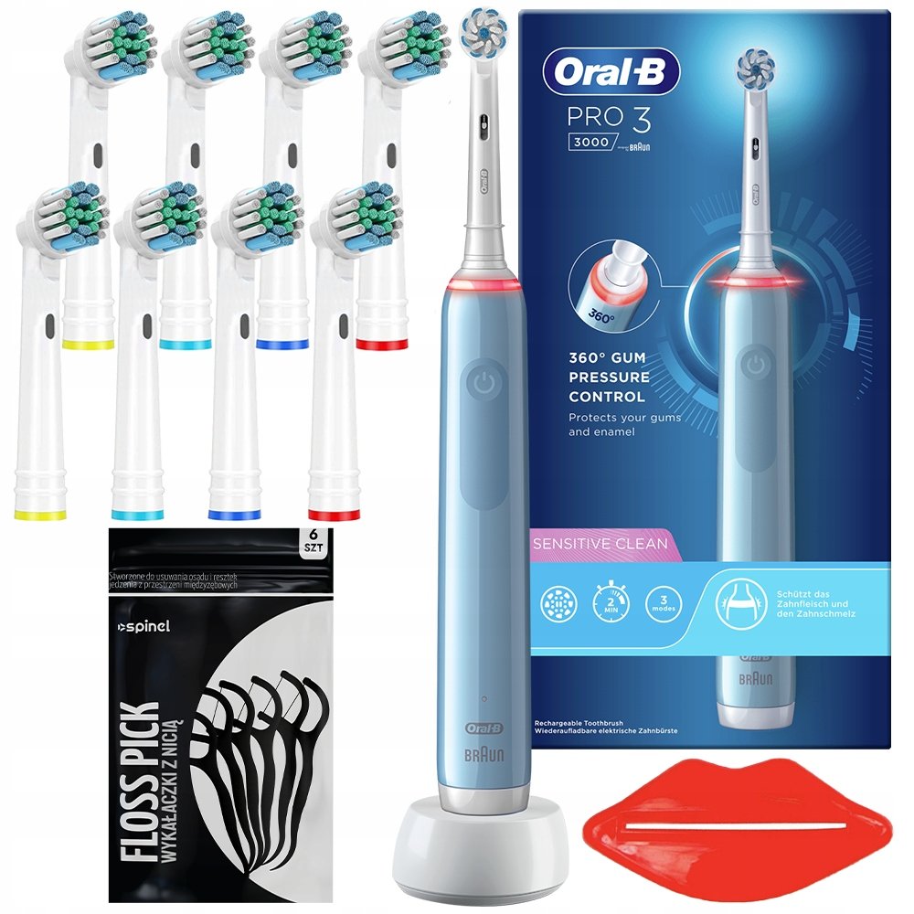 Szczoteczka Oral-B Pro 3 3000 Sensitive Clean Niebieska + 8 końcówek precision - Oral-B | AGD ...