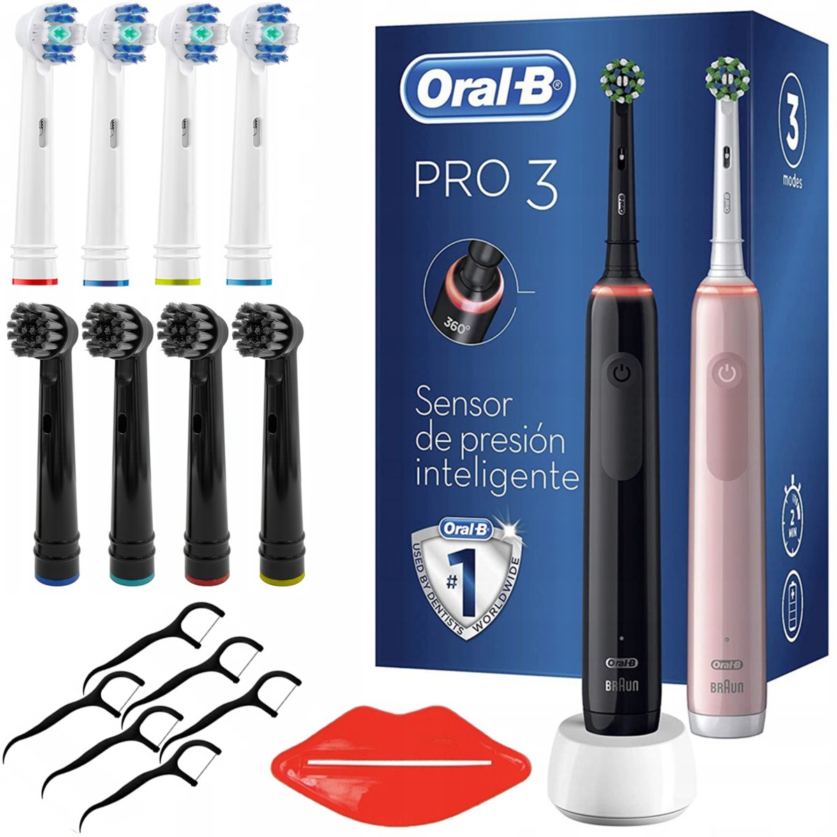 Szczoteczka Oral-B Pro 3 3900N Czarna+Różowa Dwupak, 8 zamiennych końcówek - Oral-B | AGD Sklep ...