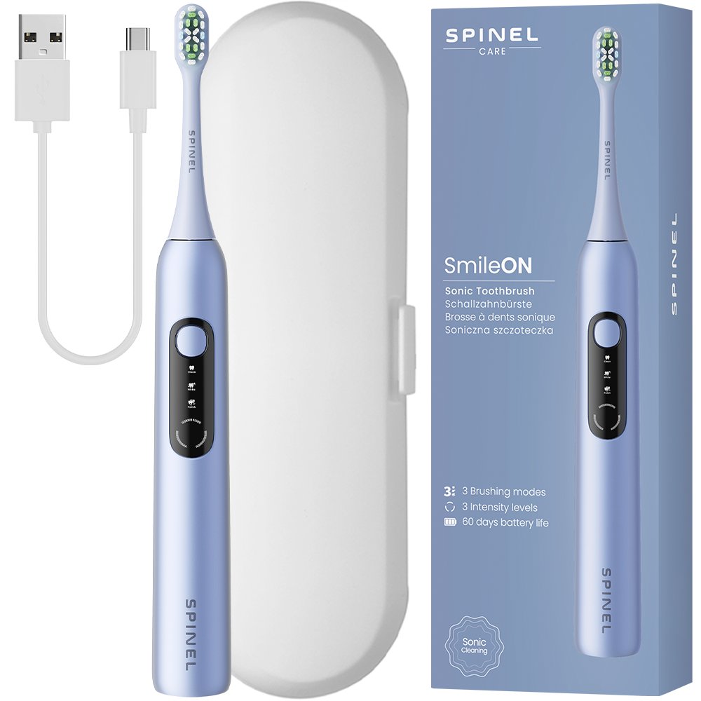 Szczoteczka soniczna SPINEL CARE SmileON - niebieska 3 tryby pracy USB ...