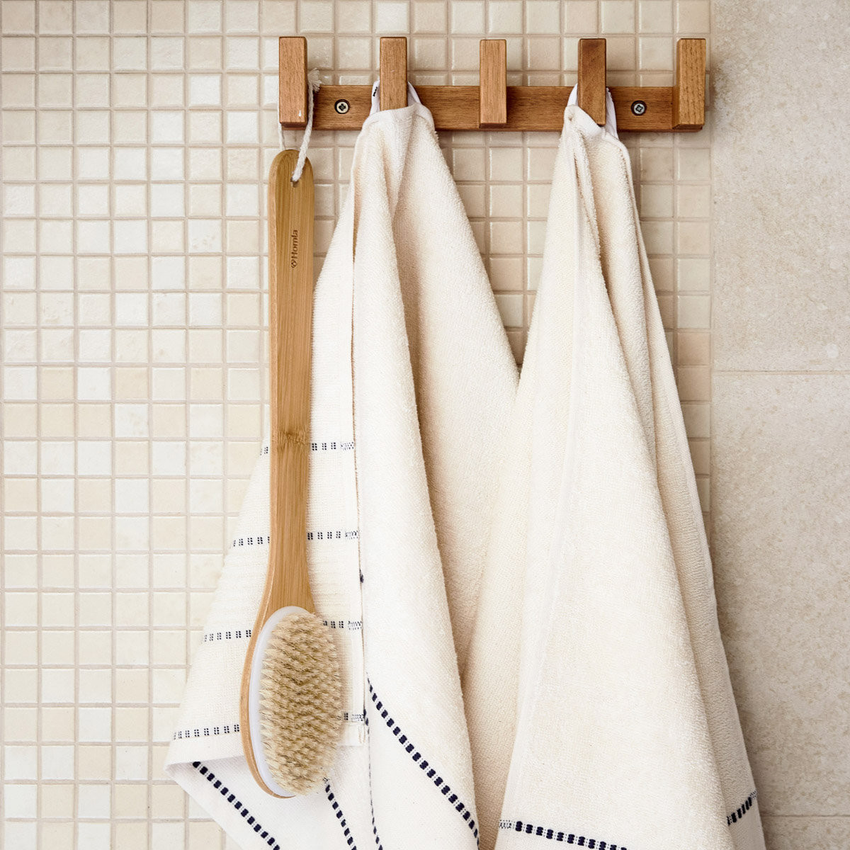 Szczotka SPAZZO naturalna z rączką do masażu na sucho i mokro 41,5x6 ...