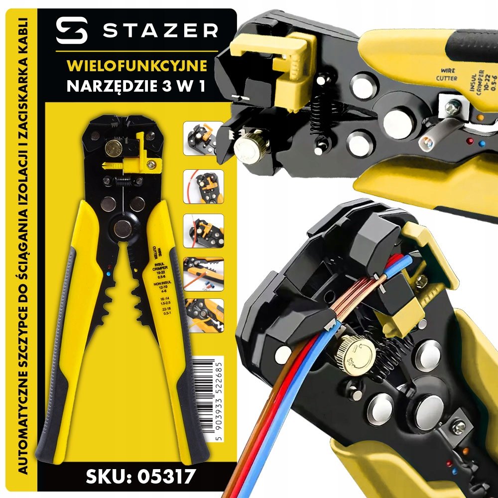 SZCZYPCE DO ŚCIĄGANIA IZOLACJI ZACISKARKA KABLI PRZEWODÓW AUTOMATYCZNE ...