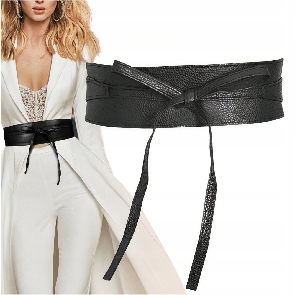 Szeroki Damski Pasek Wiązany Czarny Eko Skóra - MODEUS | Moda Sklep ...