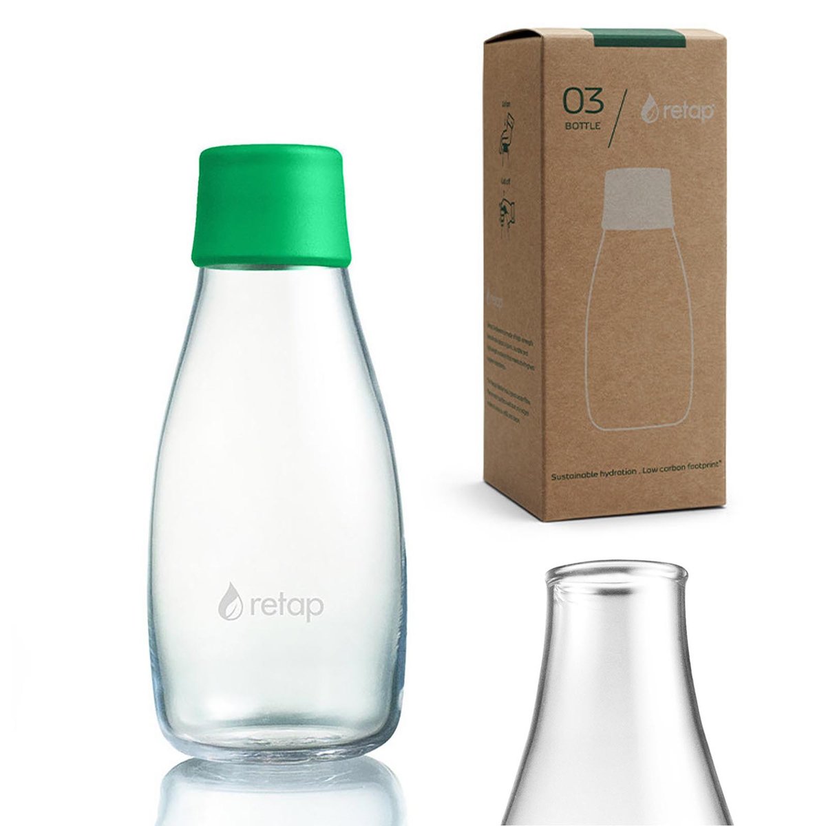 Szklana butelka na wodę Retap Original 300 ml - Strong Green - RETAP | Sklep EMPIK.COM