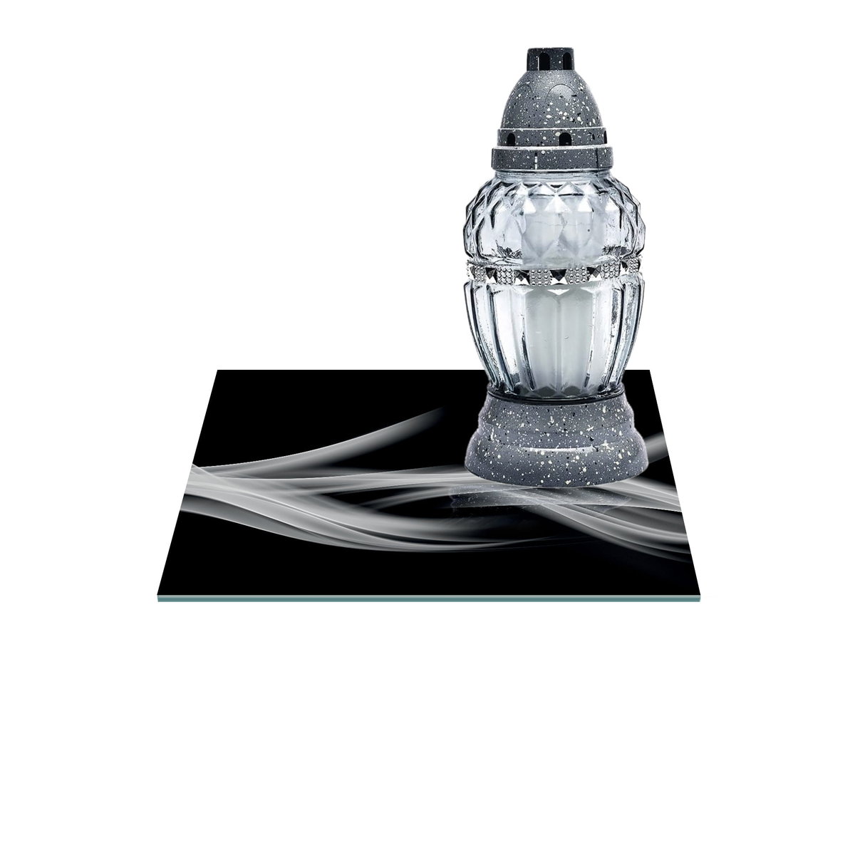 SZKLANA PODSTAWKA POD ZNICZE Z DEDYKACJĄ 40x40cm Dym 116h - HOME DRUK | Sklep EMPIK.COM