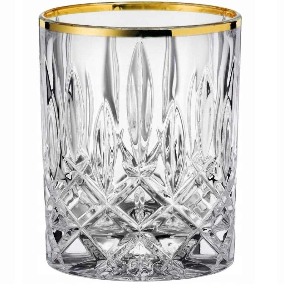 Szklanki do whisky drinków JAVELL GOLD złote zdobienie 340ml 6szt kpl ...