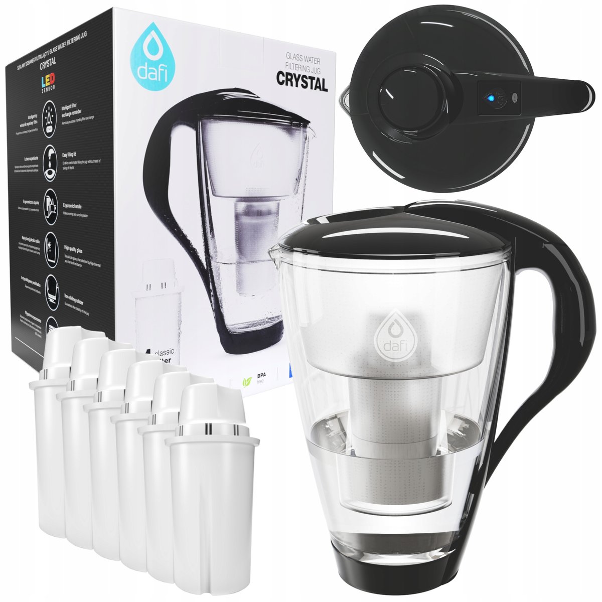 Szklany dzbanek filtrujący Dafi Crystal+6 filtrów - Dafi | Sklep EMPIK.COM