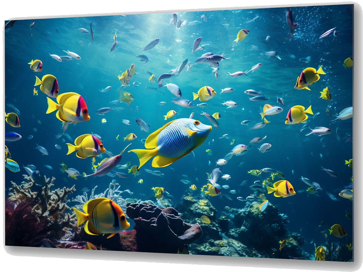 Szklany obraz do kuchni Ryby pod wodą Ocean Rafa koralowa 100x70 cm ...