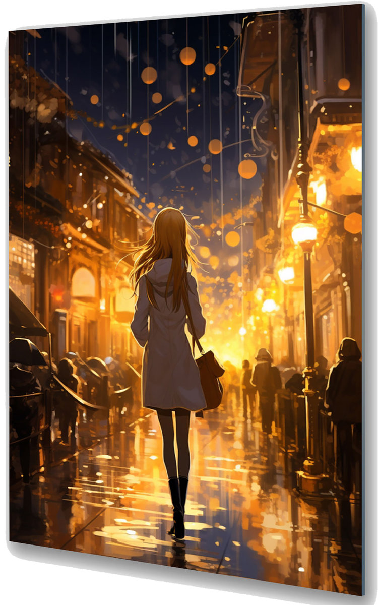 Szklany obraz do przedpokoju Anime Girl Manga Miasto Postać 50x70 cm ...