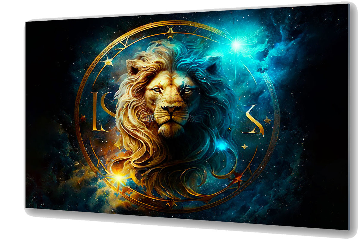 Szklany obraz do przedpokoju Znaki zodiaku Lew Leo 70x50 cm - Inna ...