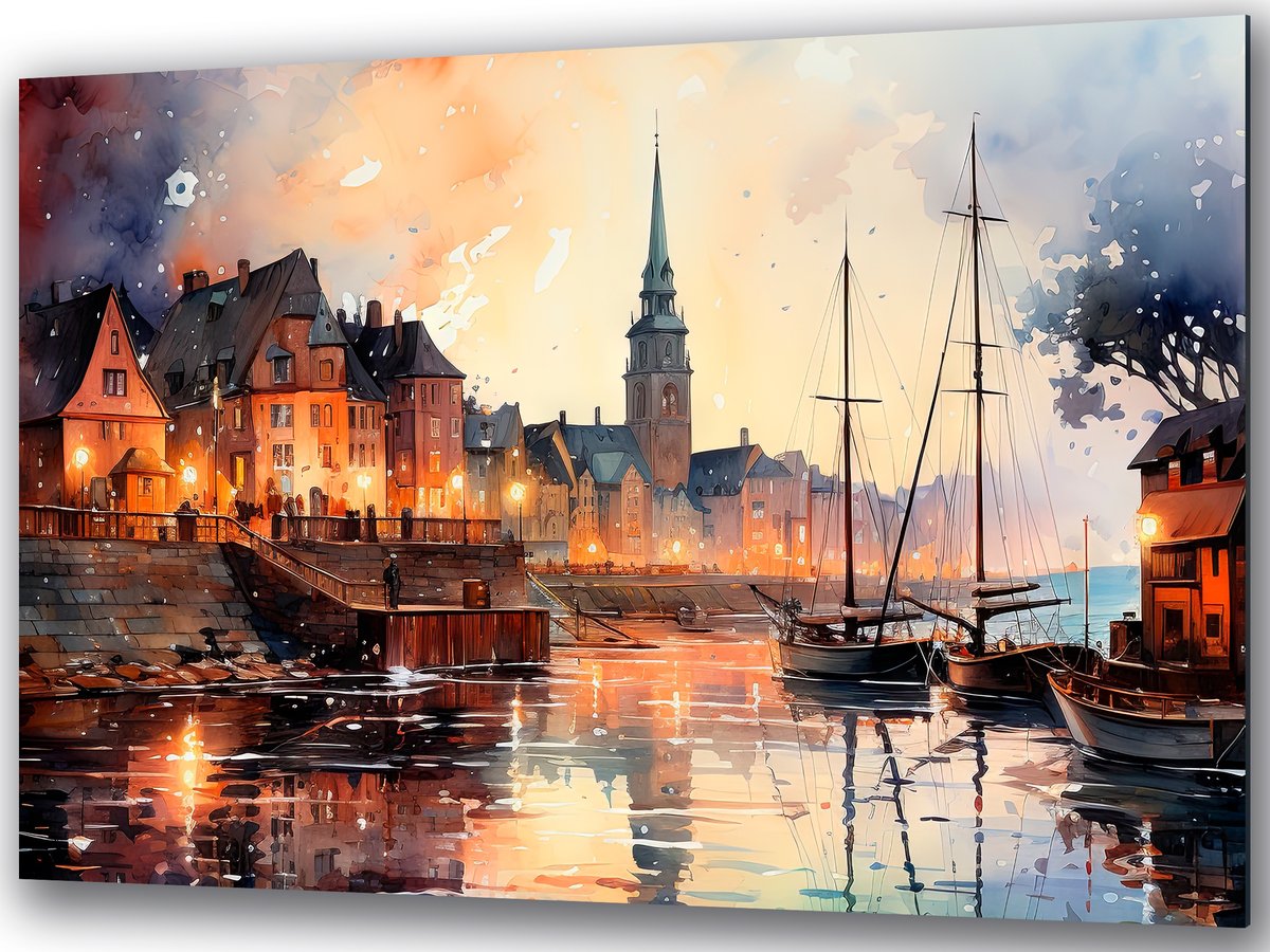 Szklany obraz Miasto Statek Port 36x23 cm - Inna marka | Sklep EMPIK.COM