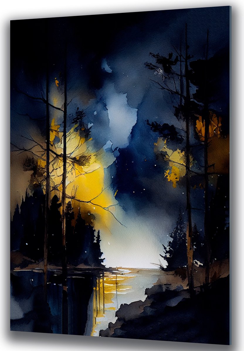 Szklany obraz Noc Jezioro Akwarele 23x36 cm - Inna marka | Sklep EMPIK.COM