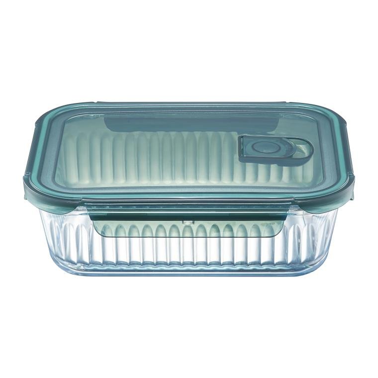 Szklany pojemnik prostokątny ryflowany Rillet Ambition 1000ml ...