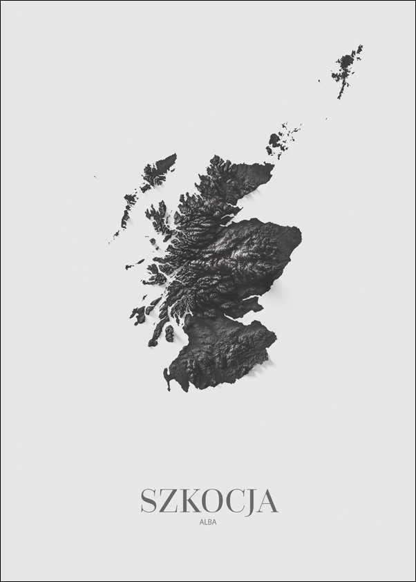 Szkocja, mapa grafitowa - plakat 50x70 cm - Galeria Plakatu | Sklep ...