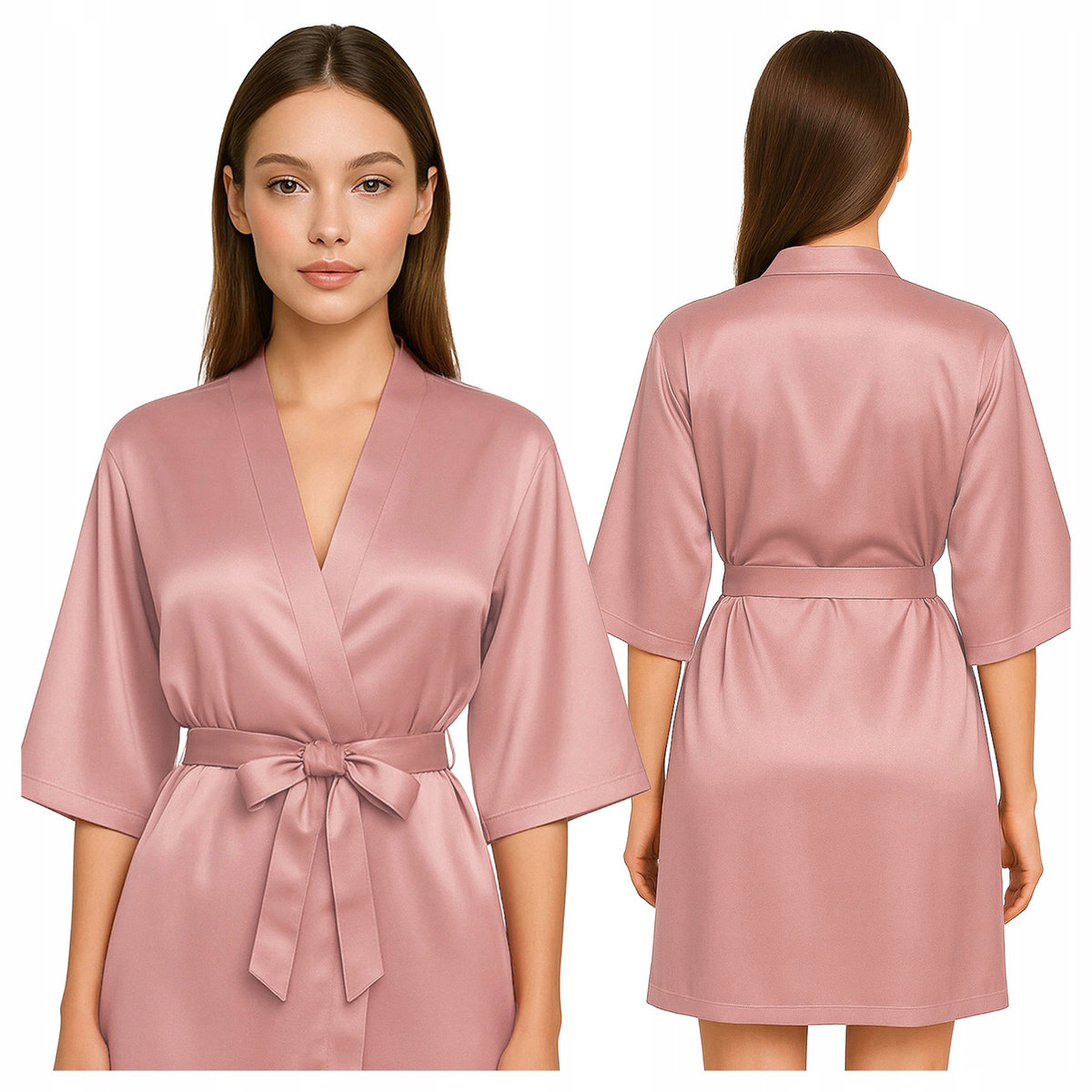 Szlafrok damski satynowy rose gold - XL - Luvu | Moda Sklep EMPIK.COM