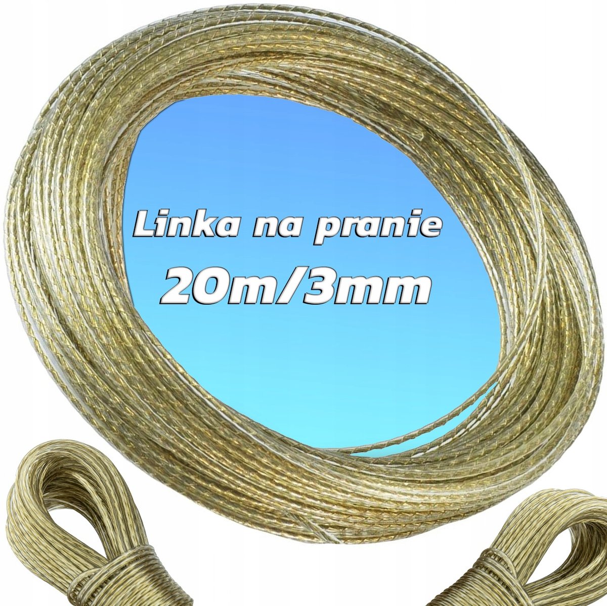 SZNUREK LINKA STALOWA W OPLOCIE PCV NA PRANIE BIELIZNĘ MOCNY SZNUR 3MM 20M - inna (Inny) | Sklep ...