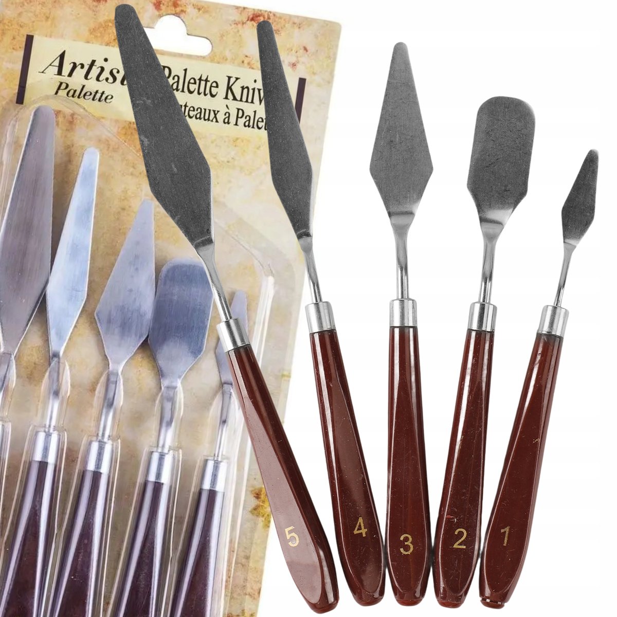 SZPACHELKI MALARSKIE ZESTAW SZPACHELEK MALARSKICH DO MALOWANIA 5 sztuk ...