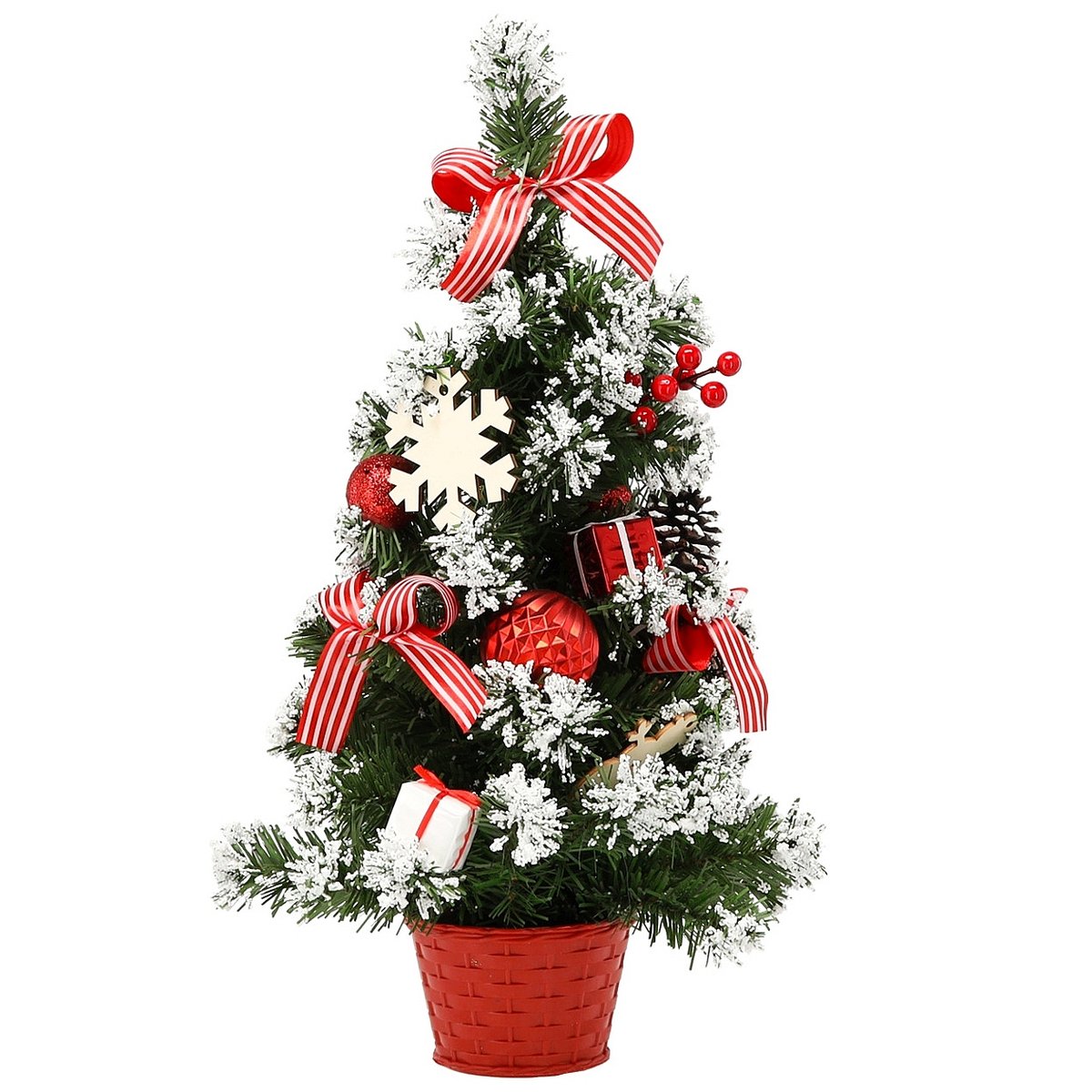 Sztuczna choinka w doniczce ubrana czerwona 50 cm dekoracja świąteczna ...