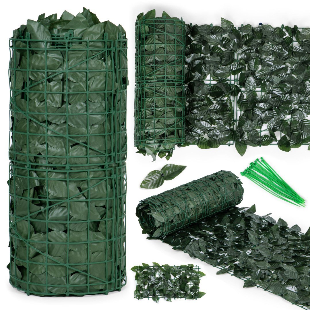 Sztuczny bluszcz żywopłot 500x50 cm zielona osłona na balkon maskująca ...