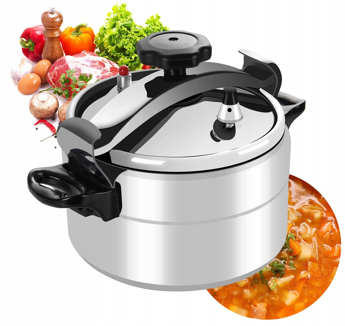Szybkowar Garnek ciśnieniowy aluminiowy 3 litry na indukcję gaz SREBNY ...