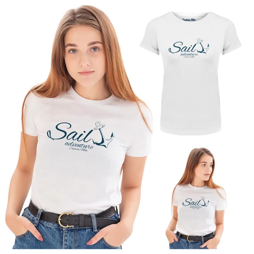 T-SHIRT damski koszulka biała TURECKA BAWEŁNA Captain Mike M - Captain ...