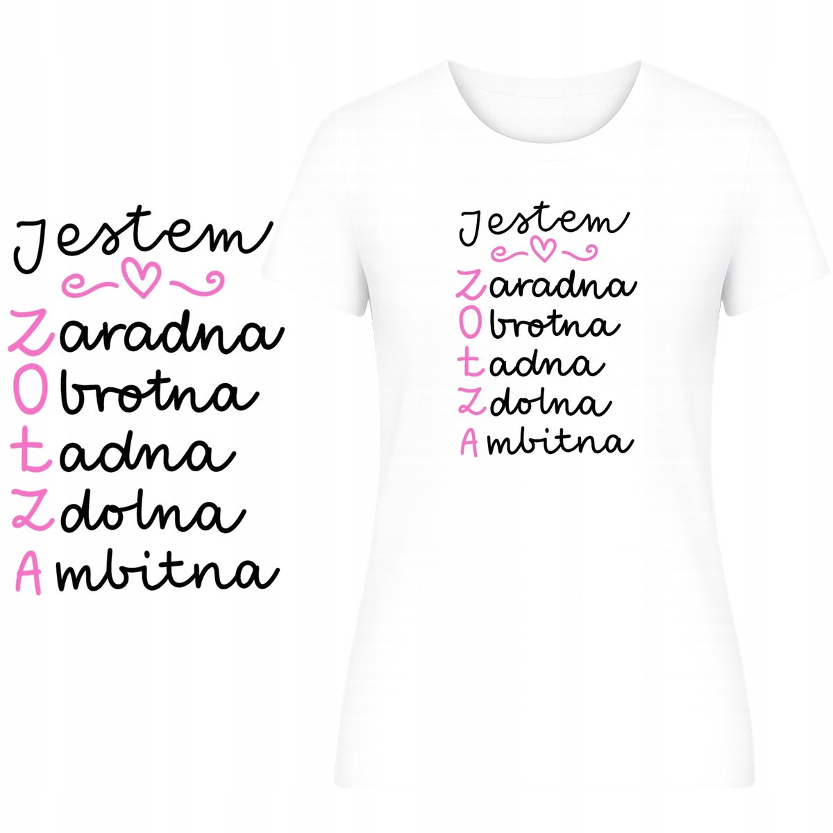 T-Shirt Damski Koszulka Zabawny Nadruk Zołza Super Prezent Dla Zołzy ...