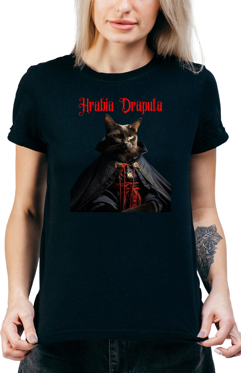 T-SHIRT DAMSKI Z NADRUKIEM PREZENT ŚMIESZNA Y2K KOT KOTY R-S MODEL A352 - DonWitold | Moda Sklep ...