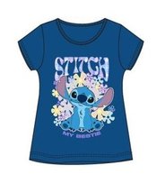 T-shirt dla dziewczynek, bawełna, Disney, Lilo i Stitch, kolor granatowy, rozmiar 128 cm ...