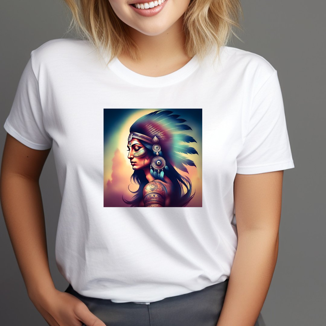 T-Shirt koszulka damska z nadrukiem INDIANKA art biała rozmiar L - Inna marka | Moda Sklep EMPIK.COM