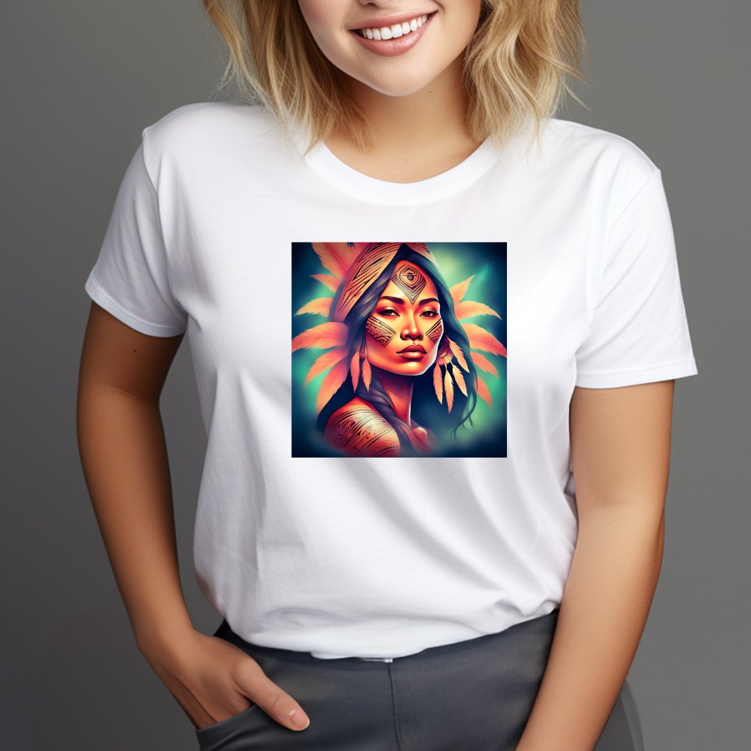 T-Shirt koszulka damska z nadrukiem INDIANKA art biała rozmiar S - Inna marka | Moda Sklep EMPIK.COM