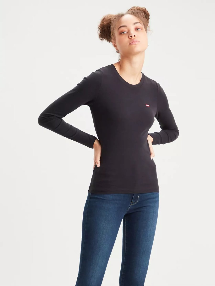 T-Shirt Levi'S Long Ls Baby Tee Caviar 69555-0014 Xl - Levi's | Moda ...