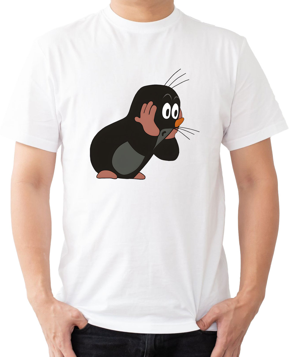 T-SHIRT MĘSKI NA PREZENT KRECIK BAJKA ŚMIESZNA KOSZULKA BIAŁA R-L A67 ...