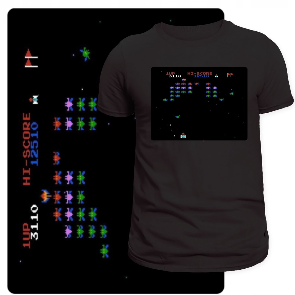 T-Shirt Męski Nadruk Koszulka Galaxian Nes Gra Retro Strzelanka Prezent ...