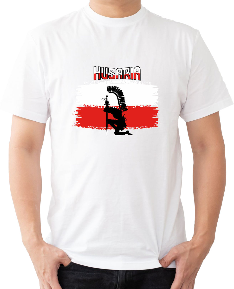 T-Shirt Męski Patriotyczna Husaria Polska Koszulka Biała R-M A581 ...