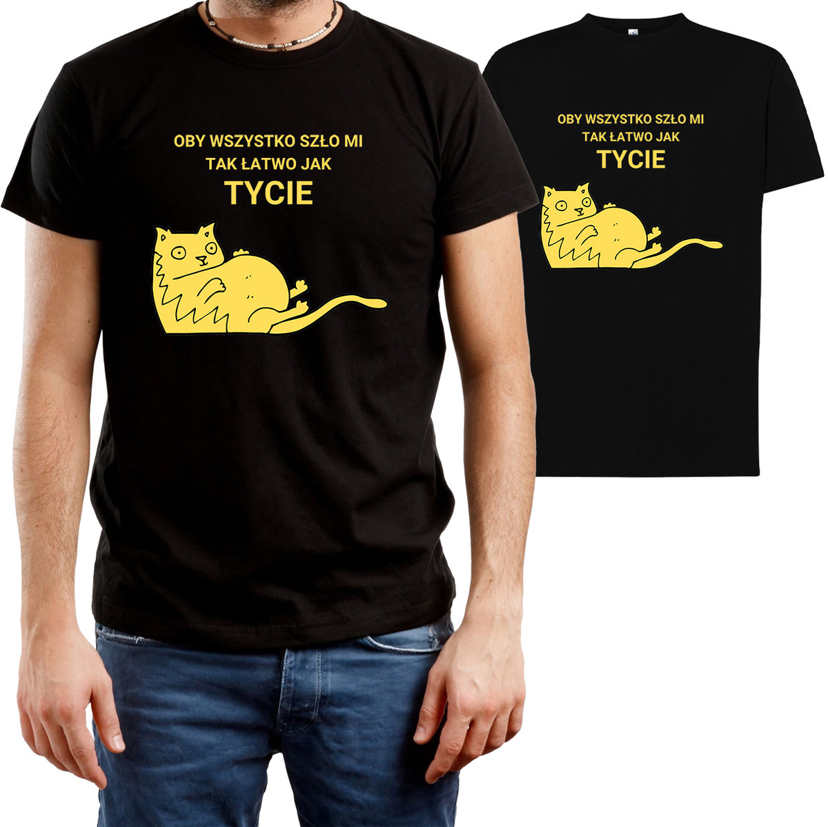 T-Shirt Męski Prezent Grubas Kot Dieta Śmieszna Koszulka Czarna R-S ...