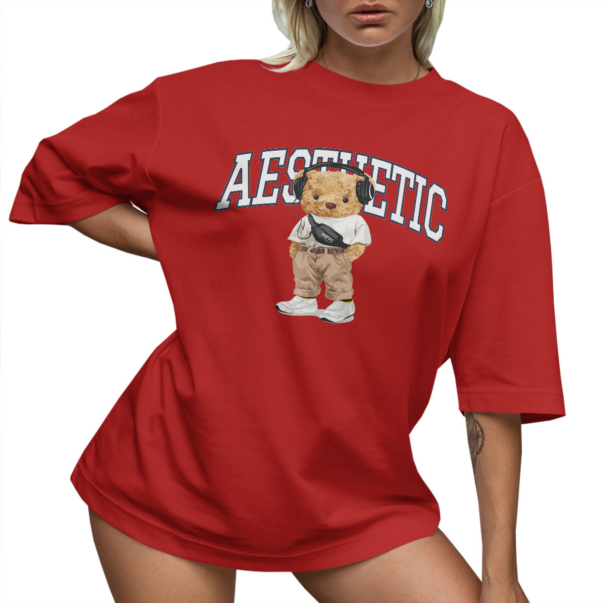 T-Shirt Oversize Luźna Koszulka Miś Aesthetic Teddy XL Sukienka ...