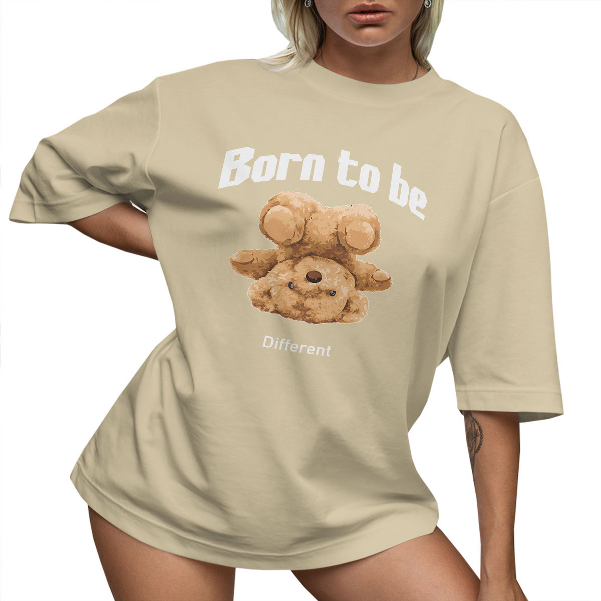 T-Shirt Oversize Luźna Koszulka Miś Teddy Born To Be Diferent M ...